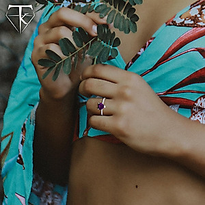 Takar Sterling Silver Heart Shaped Amethyst Ring, Purple Heart Birthstone Jewelry, Gemstone Rings For Women Made In USA