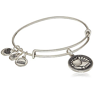 Alex and Ani Occupations Expandable Bangle for Women, Teacher Charm, Rafaelian Silver Finish, 2 to 3.5 in