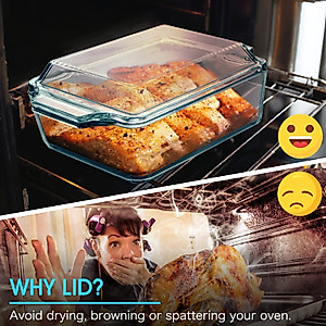 Mini-1 QT (5.7in x 7in) Rectangular Glass Casserole Dish With Glass Lid, (Single Serving) Glass Bakeware with Lid Glass Microwave Casserole Dish Lidded Small Casserole Dish