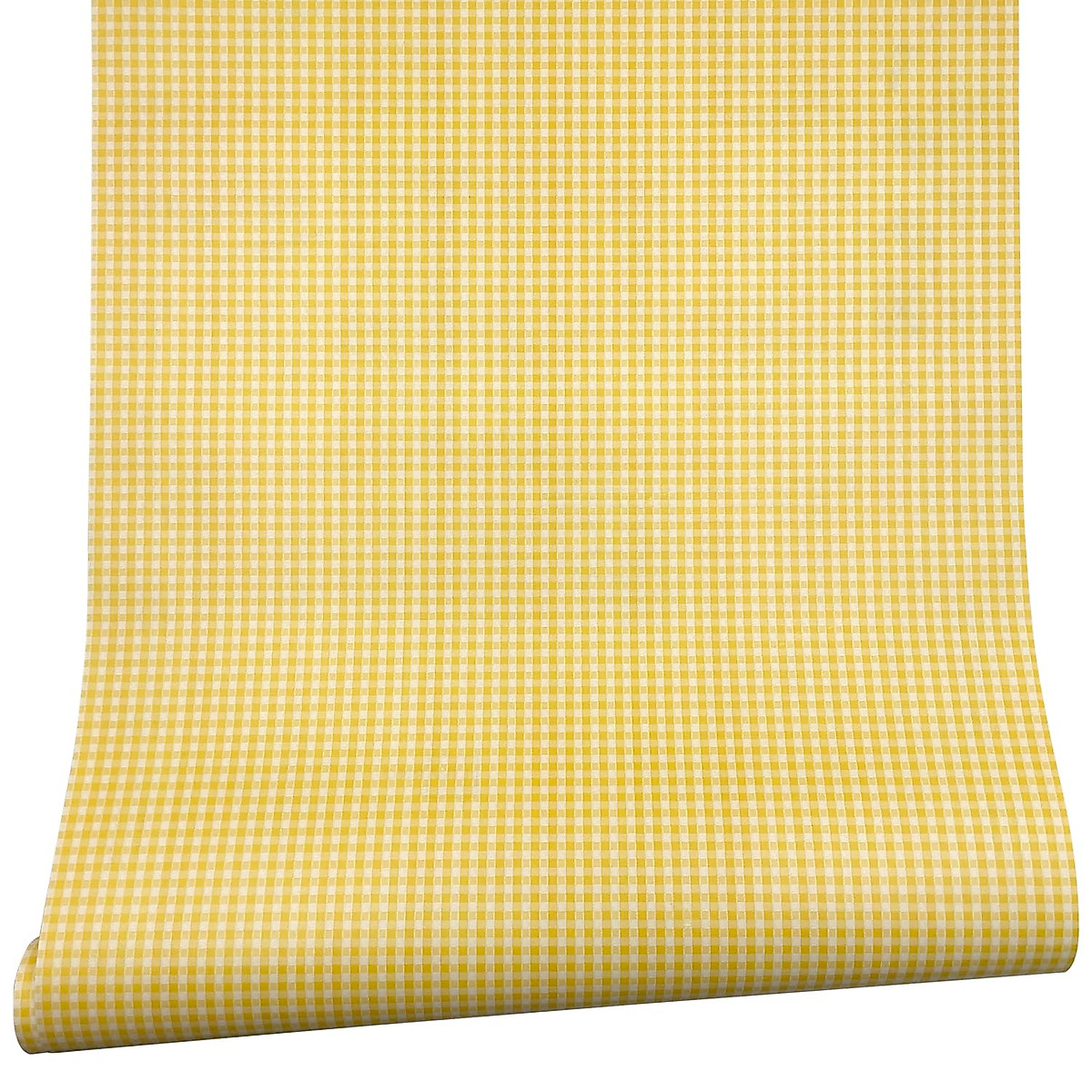 Yifely Yellow & White Checkered Plaid Furniture Paper Self-Adhesive Shelf Liner Base Cabinet Decor 17.7 Inch by 9.8 Feet
