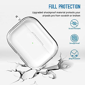 Valkit Compatible Airpods Pro Case Cover, Clear Airpod Pro Soft TPU Protective Case 2019 with Keychain Shockproof Cover for Apple Airpods Pro Charging Case [Front Led Visible] - Transparent