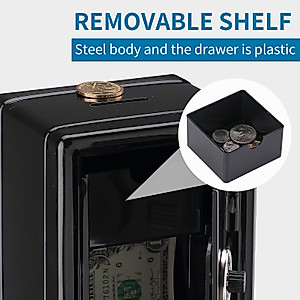 Younion Money Safe and Cash Lock Box, Mini Size Security Safe Box for Money Jewelry and valuables, 4.6"x 4.2"x 6.9" Pink