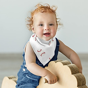 Sweet Jojo Designs Baseball Sports Boy Baby Bandana Bibs for Newborn Infant Feeding Drool - Red and White Americana - 3 Pack Set of Absorbent Fabric Bibdanas