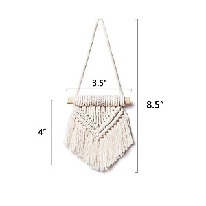 Mkono Mini Macrame Wall Hanging Set of 3 Cute Boho Christmas Tree Decoration Car Ornaments Woven Art Decor for Nursery Bathroom Bedroom Living Room Dorm Home Idea, 3.5''W x 4''H, X-Small