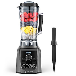 Amzchef 1200W Blenders for Kitchen, 4 Preset Menus for Shakes and Smoothies, Puree, Crush Ice & Hearty Soups with Infinitely Variable Speed & Pulse, 68 oz. Pitcher - Black
