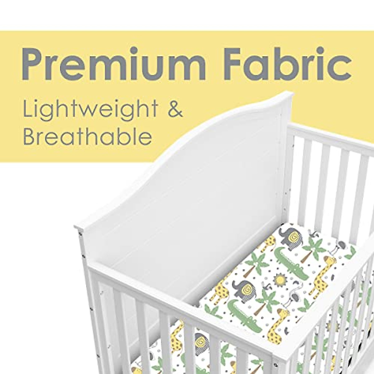 GROW WILD Crib Sheets for Boys | Baby Crib Sheets (3 Pack), Safari Crib Mattress Sheet or Toddler Bed Sheet, Elephant Baby Sheet