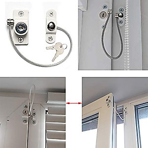 GOSONO Child Safety Locks Window Door Cable Ventilator Kid Lock Baby Security Locking Keyed Opening Restrictor For Baby Protection Prevent Children Falling Window Lock (2PC White)