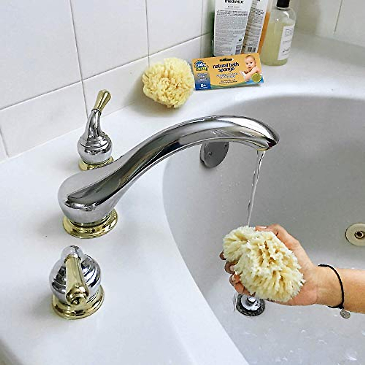 Baby Buddy Natural Yellow Sea Sponge, Baby Bath Sponge, Soft on Tender Skin, Hypoallergenic, Yellow, 4in, 1 Count