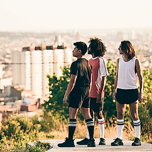 CEP Men's Compression Socks 80's Compression Tall Socks, White/Red&Blue III