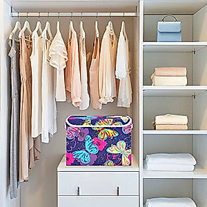 innewgogo Butterflies Painting Storage Bins with Lids for Organizing Collapsible Storage Cube Bin with Handles Oxford Cloth Storage Cube Box for Car
