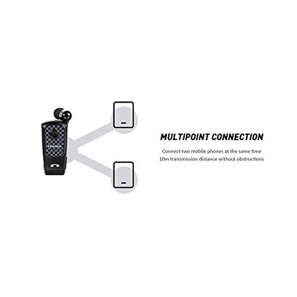 Fineblue F Plus Wireless Clip-on Bluetooth V4.0 / V4.1 Headset Headphone Hands-Free Supports for iOS and Android System - Black