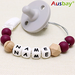 Ausbay Personalized Stroller Clip with Name, Unisex Baby Gifts for Newborn (Baby Blue)