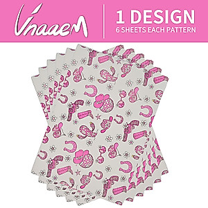 Vnaaem Western Cowgirl Wrapping Paper 6 Pcs Pink Disco Cactus Cow Boots and Hat Patterns for Girls Music Fans Women Birthday Baby Shower Party DIY Crafts Gift Packing 19.6 X 27.8 Inch