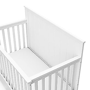 STORKCRAFT Forrest 5-in-1 Convertible Crib with Drawer (White) – GREENGUARD Gold Certified, Crib with Drawer Combo, Full-Size Nursery Storage Drawer, Converts to Toddler Bed, Daybed and Full-Size Bed