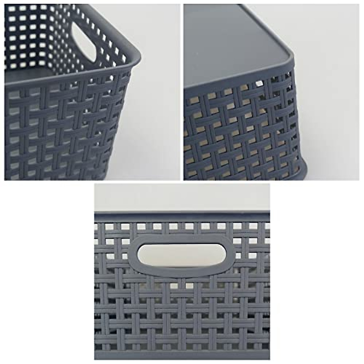 CadineUS 4-Pack Plastic Storage Baskets, Woven Storage Basket Bins