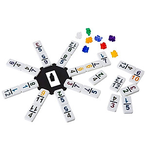 Homwom Mexican Train Dominoes with Numbers Double 12 Colored Numerical Dominoes Mexican Train Game Set 91 Tiles Dominoes with 9 Trains, Scoreboard, Octagon Shape Hub and Aluminum Case
