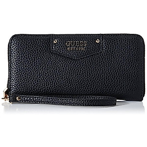 GUESS Womens Eco Brenton Large Zip Around wallet, Black, One Size US
