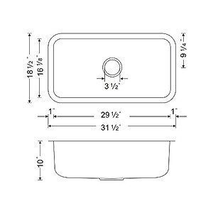 Wells CMU3118-10-1 Craftsmen Series Stainless Steel Kitchen Sink Package, 31", Brushed Matte Finish