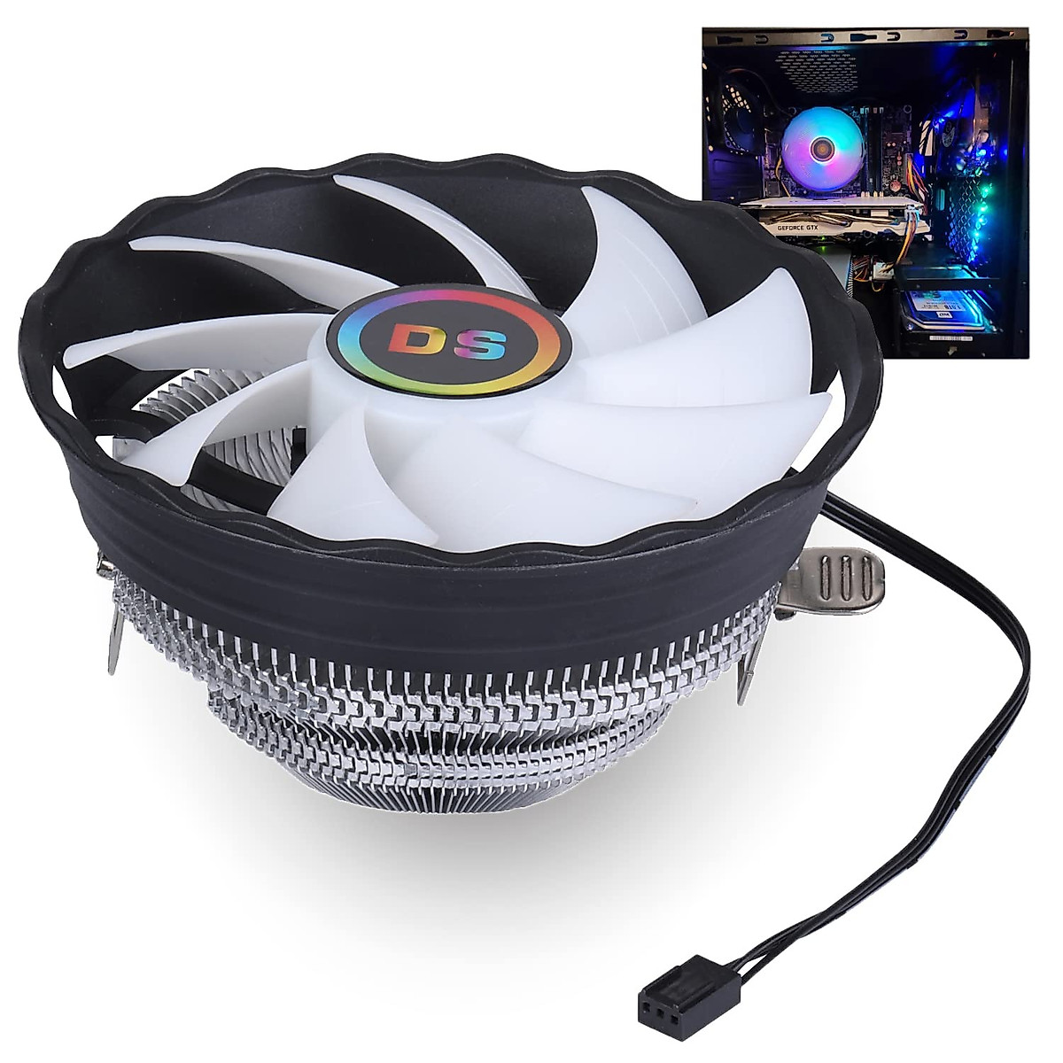 DS 1500RPM CPU Cooler 120MM Aluminum Extrusion FIN CPU Cooling Fan for Computer Case, LED Fan Junior Players, Entry-Level use for Intel LGA 1155 1151 775 1366 (Fixed RGB, 2ND, C Series)