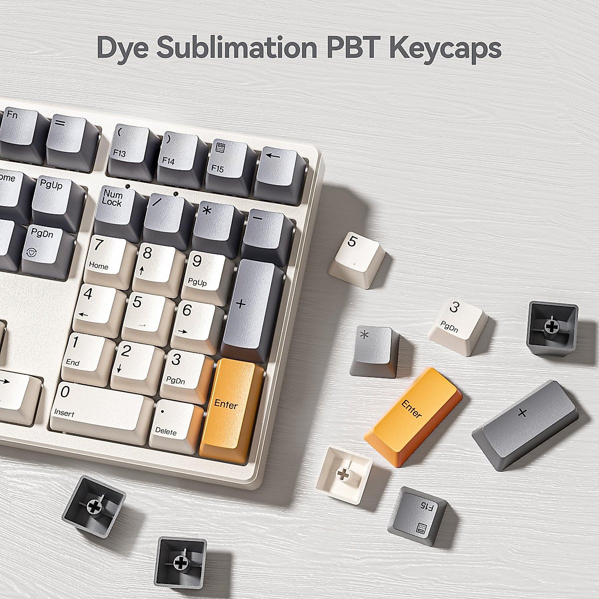 Mechanical Number Pad,34 Key Wired USB Numeric Keypad White Backlit Hot Swappable Numpad with PBT Keycaps for Laptop, MacBook,PC Desktop (Retro Beige,Brown Switch)