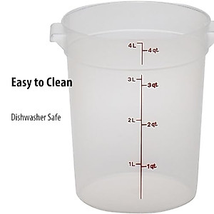 Cambro 4 QT (Quart) BPA-Free Round Food Storage Container with Lid (2 Pack) - Classic Series (Translucent)