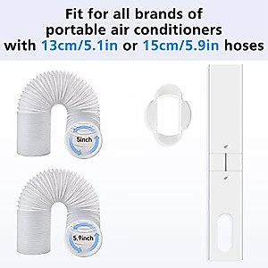 AGPTEK Window Seal for Air Conditioner with 2 in 1 Coupler, Upgraded Portable AC Replacement Sliding Window Kit, Adjustable Length Panels for Air Conditioner Exhaust Vent Hose of 5.1"/5.9" Diameter