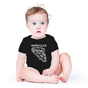 AW Fashions Homeslice - Humorous Hipster Language - Pizza And Food Lovers - Cute One-Piece Infant Baby Bodysuit (12 Months, Black)