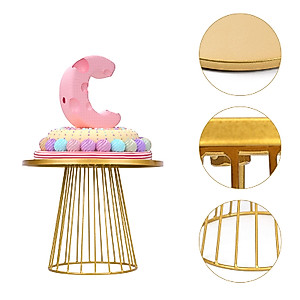 Sunormi Maygone 2pcs Modern Metal Gold Cake Stands Plate Set with Geometric Base Cupcake Stand Dessert Display Stands for Parties Table Decoration(8",10")