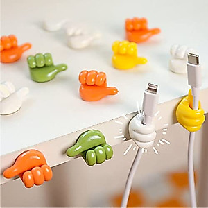 Thumb Hooks for Hanging, 15pcs Self Adhesive Thumb Cable Organizer Clips No Punching Key Hook Holder Wall Hangers, Multifunctional Nails-Free Utility Silicone Hooks Desk Wire Management Storage