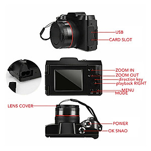 Vlogging Camera, 16X Zoom 180 Degree Flip Screen 16MP 2.4in TFT LCD 1/4in Screw Mount Digital Camera for Shooting