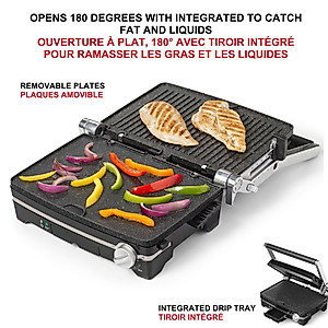 Starfrit 024505-002-0000 The Rock 1,500-Watt Panini Maker with Reversible Plates