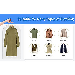 Yehorin Clear Garment Bags for Hanging Clothes, 48'' Plastic Dustproof Suit Bags Cover for Closet Storage, Zippered Garment bags Dress Cover Bags Clothes Protectors for Closet 10 Pack