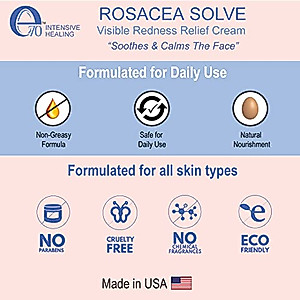 E70 Rosacea Solve - Redness Relief Cream - Calming Face Moisturizer For Rosacea and Acne-Prone Skin - Sensitive Skin Care With Organic Ingredients such as Aloe Vera, Almond Oil, Licorice and Chamomile Extracts - No Parabens