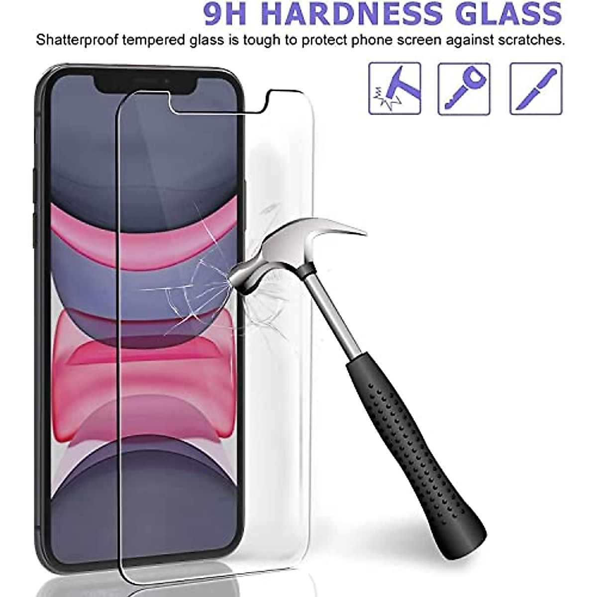Ferilinso [3+3 Pack] 3 Pack Screen Protector for iPhone 11 with 3 Pack Camera Lens Protector Accessories Tempered Glass Film for iPhone 11 6.1 Inch