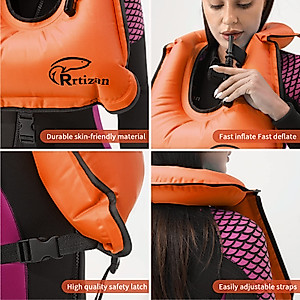 Rrtizan Snorkel Vest, Adults Portable Inflatable Swim Vest Jackets for Snorkeling Swimming Diving Safety(Orange)