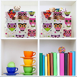 Rectangular Storage Bin Cute Owl Basket with Handles - Organizer Bin for Toys, Books, Laundry Basket for Kids/Pets, Playroom