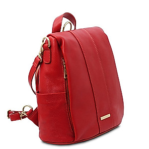 Tuscany Leather. TL Bag - Soft leather backpack - TL142138 (LIPSTICK RED)