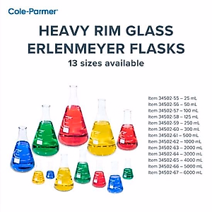 Cole-Parmer Laboratory Grade Glass Erlenmeyer Flask, 2000 mL