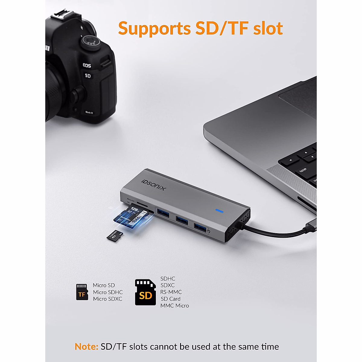 Docking Station - iDsonix 8 in 1 USB C Hub Aluminum Multiport Adapter with HDMI 4K@60Hz, PD 100W, 1Gigabit Ethernet, SD/TF Card Reader for MacBook Air/Pro iPad Dell/Hp Laptop and More