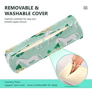 xigua Funny Flower Horse Neck Roll Pillow for Neck Relief with Removable Washable Cover - Memory Foam Round Cylinder Bolster, Ergonomically Designed for Head, Neck, Back, and Legs
