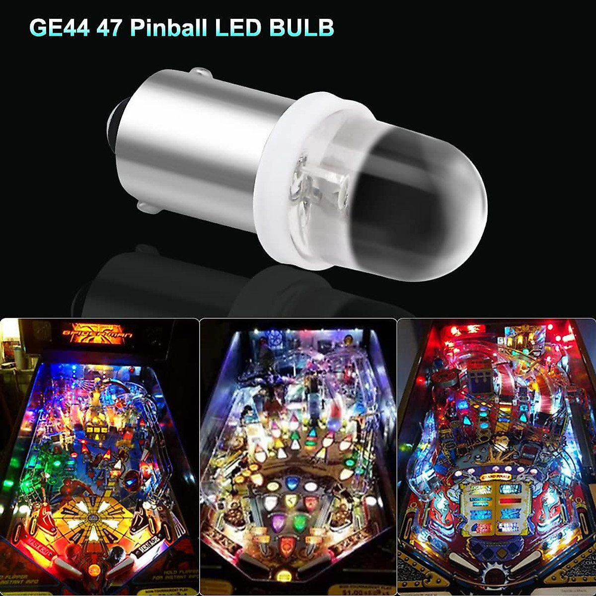 Keiurot GE44 47 756 755 Bulb Ba9s Led Bulbs for Pinball Led Bulbs Pinball Machine Light Bulb Fits Fender 1893 1895 Light Bulb 6.3V 6V DC White Pack of 20