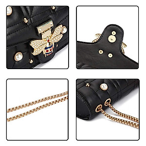 Beatfull Designer Bee Purse Shoulder Bag for Women Pear Crossbody Purse Handbag with Chain Black