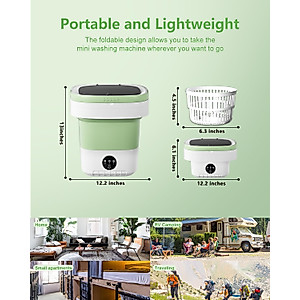 Portable Washing Machine, Mini Washer 13L Upgraded Capacity with 3 Modes Deep Cleaning for Underwear, Shirt, Baby Clothes, Small Items.Foldable Mini Laundry Washer for Apartments,Camping,Travel(Green)