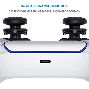 Onyehn 8 in1 Anti-Slip Replacement Part Kit for PS5 Dualsense Game Controller,with 2 Thumb Grip Baps 4 L2 R2 Trigger Extenders 2 D-Pad Buttons Caps for Playstation 5 Controller
