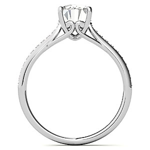 10K Solid White Gold Handmade Engagement Rings, 2 CT Oval Cut Moissanite Diamond Solitaire Wedding/Bridal Ring for Women/Her, Minimalist Ring Anniversary Ring Gifts (4)