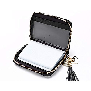 Bestbling Bling Crystal Credit Card Wallet Leather RFID Wallet for Women Wallet Zip Leather Card Case Holder Organizer (Silver)