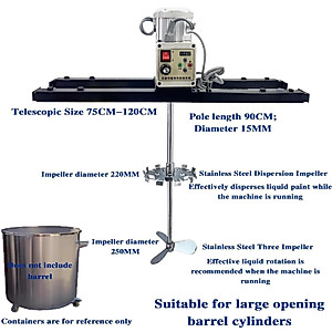 Electric IBC Paint Mixer, 2100W Commercial Tank Mixer Machine, 1 Ton/1000L Stirring Capacity Paint Stirring Machine, 40NM High Torque and Adjustable Speed, for Medium To High Viscosity
