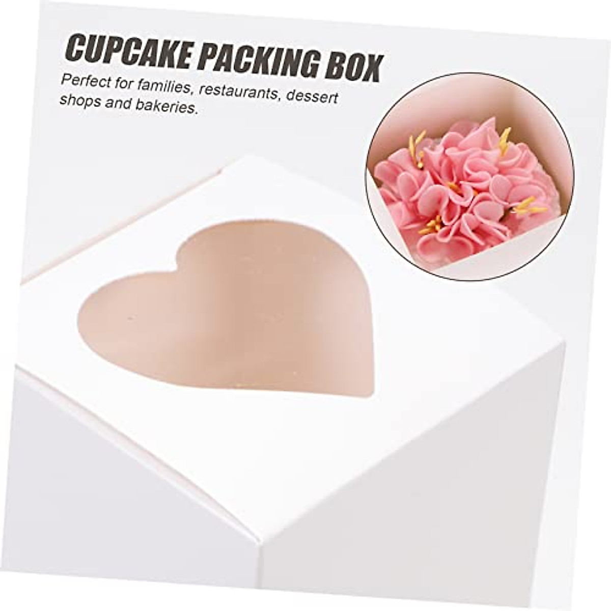 ULTECHNOVO 12pcs Boxes Cupcake Window Candy Box Mini Paper Cups Food Container Paper Boxes for Food Paper Small Cake Box Cake Holder Paperboard Pastry Box Paper Cupcake Box Pastry Boxes