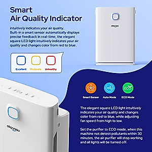 Okaysou 4 Filters Smart Air Purifiers for Home Large Room, Covers up to 1000 Sq.Ft, Air Quality Monitor, H13 True HEPA Filter Cleaner with Washable Filter, Remove 99.97% Dust Pollen Smoke Hair Dander Odor, Auto & Echo Mode for Bedroom, AirMax10L Pro