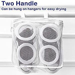 BAYTORY 2Pcs Shoe Washing Bag with Zipper, Mesh Laundry Bag for Washing Machine, Reusable and Durable, Wash Bag for Sneakers, Trainers, Running Shoes, Bras, Socks, Lingerie (1 Large and 1Medium)